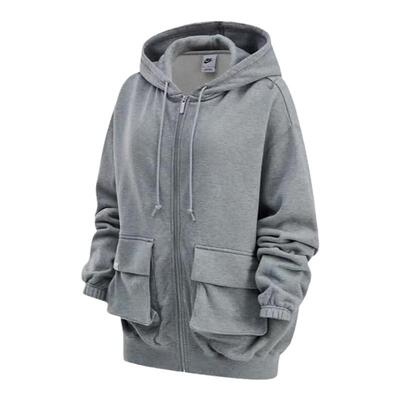 NIKE耐克女装2024秋季新款宽松开襟法式毛圈连帽衫夹克FV7516-063