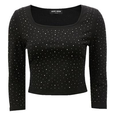VeroModa水钻装饰T恤时尚修身