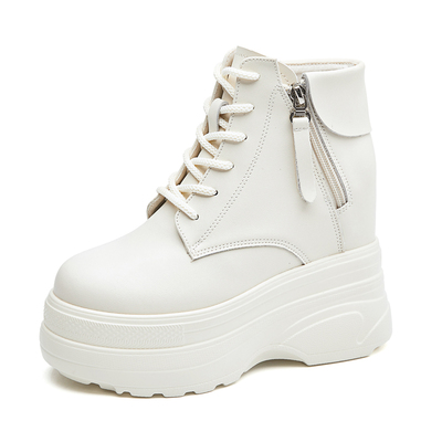 真皮12cm内增高女鞋秋冬马丁短靴