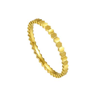 TSL谢瑞麟蜂巢足金六角形戒指