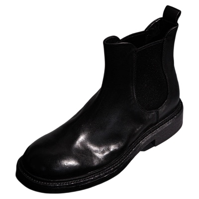 曼晨切尔西靴女马皮女鞋厚底短靴