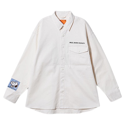 ABLEJEANS中性款翻领衬衫绣花