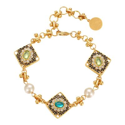 Joseph Warner中古玛瑙手链vintage轻奢宫廷风复古浮雕图腾手饰女