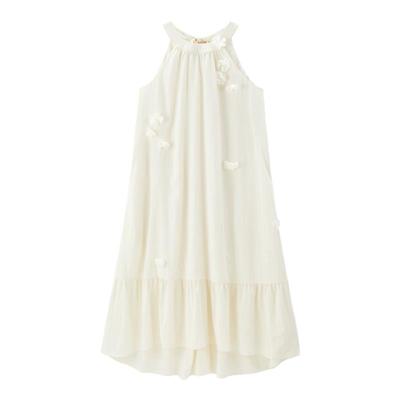 太平鸟女装2025年夏季新款挂脖白色长裙连衣裙品质时尚A1FAF2728