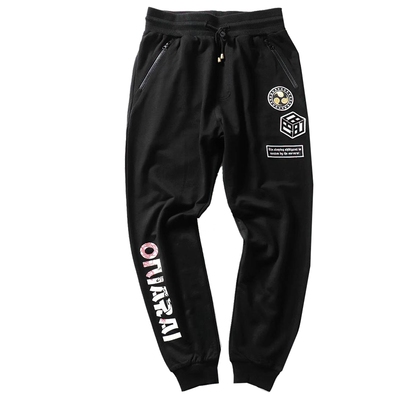 oniarai鬼洗 春季新品 男士休闲裤 武神鬼头绣花针织裤男 B54064