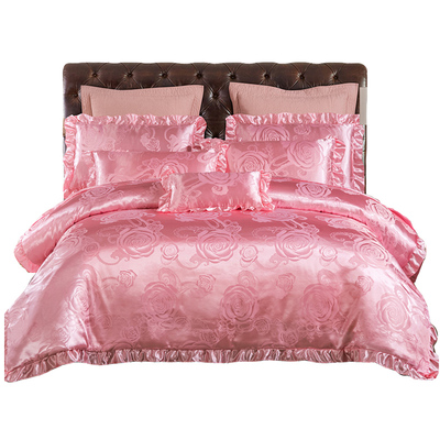 四件套婚庆贡缎滑顺纯棉床单式