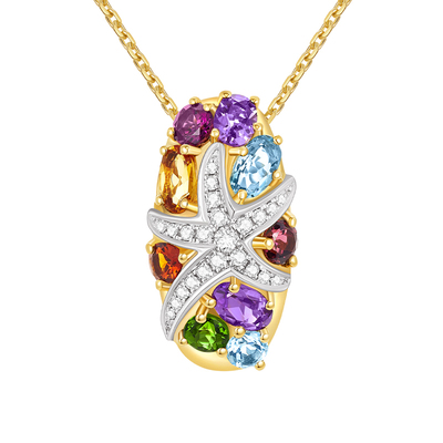 周大福ENZO18K金多彩宝石吊坠