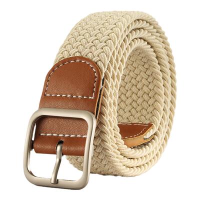 免打孔百搭编织男女通用弹力皮带
