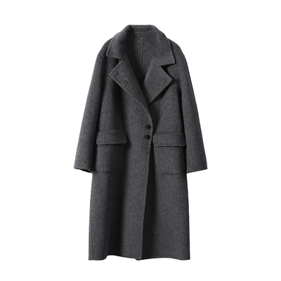 【特】 奢贵气质！纯澳毛正反两穿立领中长款羊毛双面毛呢大衣女