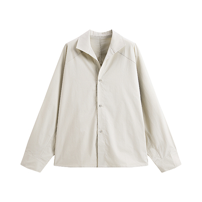 优雅风法式翻领插肩袖长袖衬衫