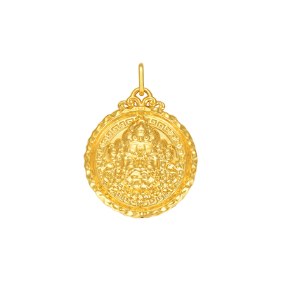 明牌珠宝黄财神硬金吊坠 黄金招财好运藏传财神吉祥挂件ASY0708