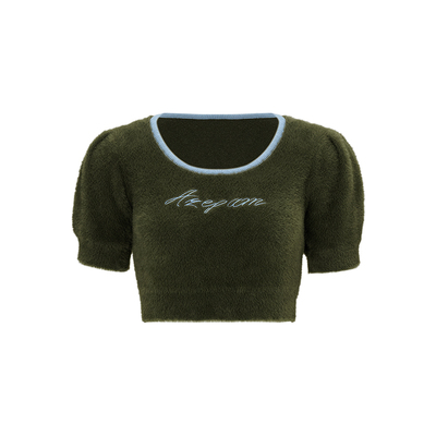 azepam橄榄绿毛毛上衣