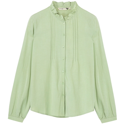 布景简约花边领设计长袖衬衫