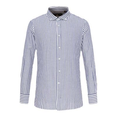 LAMPO小八字领长袖棉麻混纺衬衫