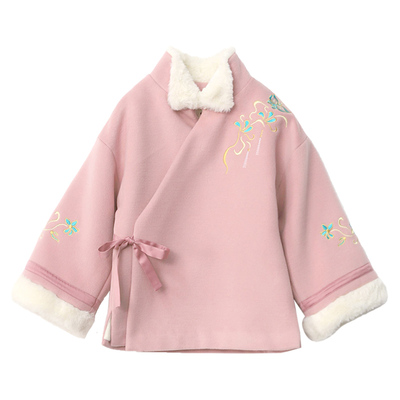 知了女童中式毛呢大衣