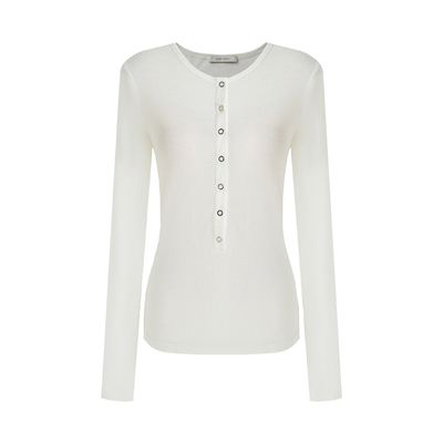 UNSPOKEN半开襟修身打底衫女春装2026新款小众设计感百搭针织衫