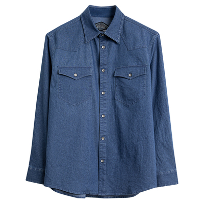 SOARIN美式复古牛仔长袖衬衫男