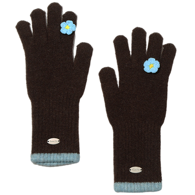GUUKA冬季花朵绵羊毛手套