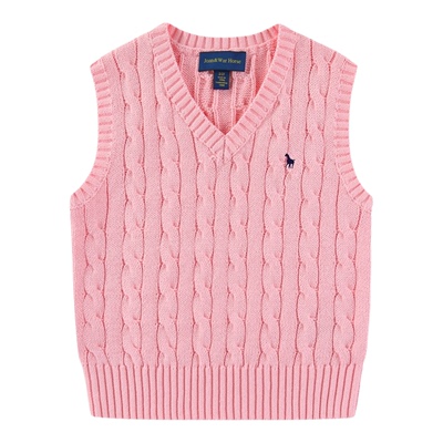 RL057男女童春秋款纯棉线背心小马标毛衣背心 可亲子有标