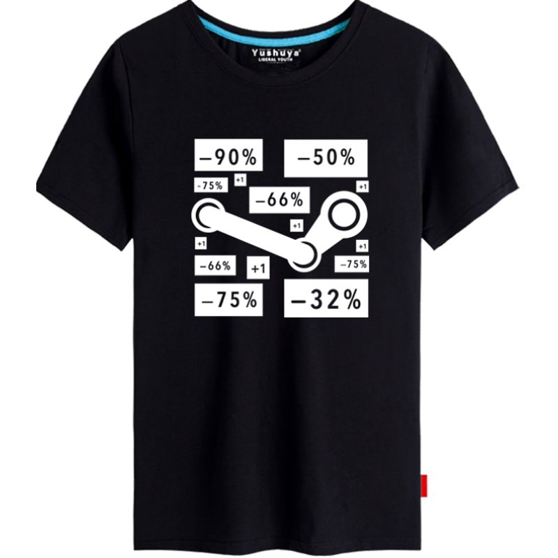 STEAM平台LOGO经典蒸汽游戏短袖t恤男士学生H1Z1绝地求生纯棉半袖_虎窝淘