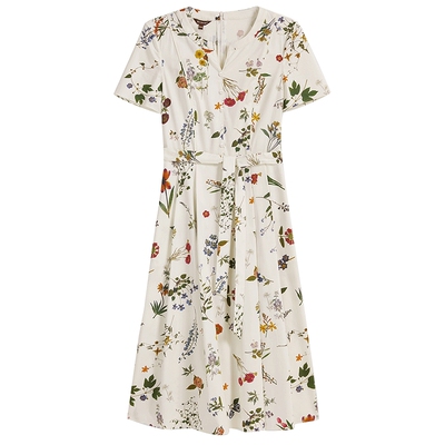 YINER音儿专选女装夏季法式半开领花朵印花系带收腰连衣裙