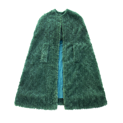 FIU节日祖母绿御姐环保皮草斗篷