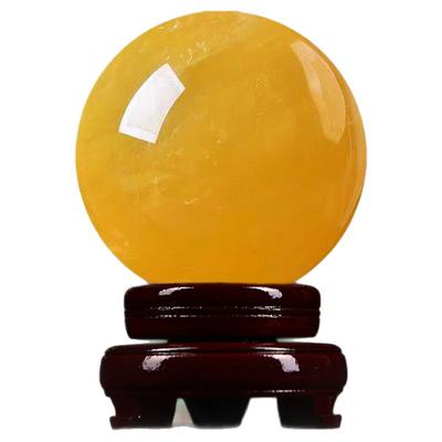天然黄色水晶球摆件纯原石客厅厨房卧室办公室高档饰品摆件纯原石