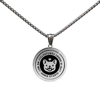 原创法斗项链小众潮流翻转吊坠