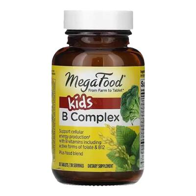 儿童复合B族维生素BComplex脱皮倒刺30片咀嚼片美国直邮MegaFood