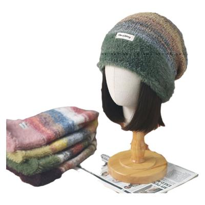 出口日本~春季新款复古拼色毛绒针织帽保暖护耳登山堆堆帽冷帽018