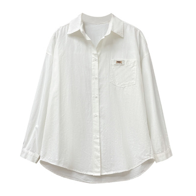 精梳棉白衬衫小众衬衣宽松上衣