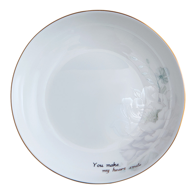 陶瓷盘子碟子菜盘家用浮雕金边