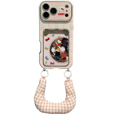 lizardhill 镜面少女粉kt猫适用苹果17pro手机壳新款16全包iphone15promax女14斜挎可调节背带挂绳超好看小众