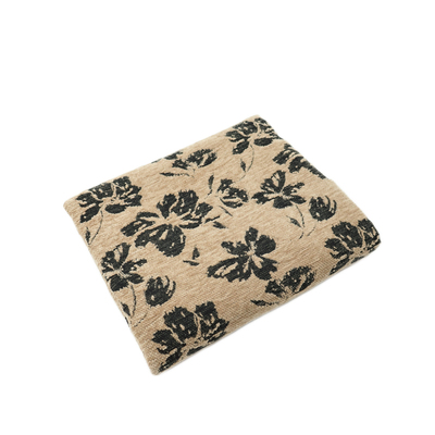 软糯垂感 uwang咖色花朵雪尼尔提花面料套装连衣裙旗袍裙子布料