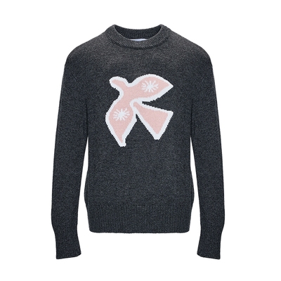 LILY羊毛混纺套头撞色提花针织衫