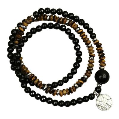 桔子兔天然黑曜石复古原创手饰