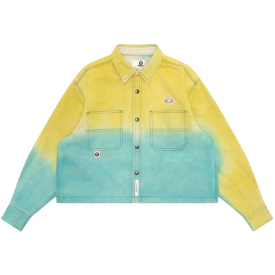 Aape猿人小标徽章做旧撞色衬衫