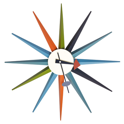 太阳钟初森实木北欧风格客厅挂钟