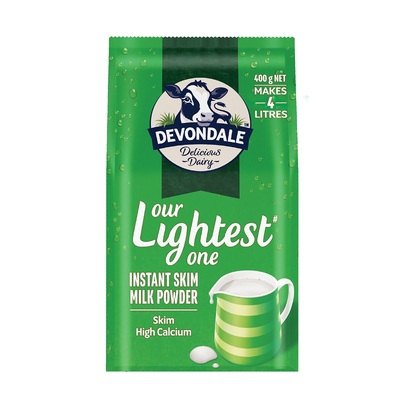 【自营】澳洲德运进口脱脂调制奶粉400g小包装赠封口夹奶粉勺