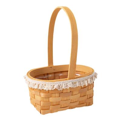 三八妇女节藤编草编手提花篮花束插花篮花艺手拎篮节日礼物礼品篮