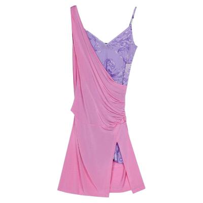 【季末优惠】VERSACE JEANS COUTURE 女士印花垂褶迷笛连衣裙
