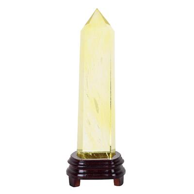 黄色天然水晶摆件熔炼六棱柱