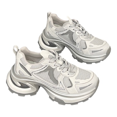 赵露思同款银色厚底老爹鞋女