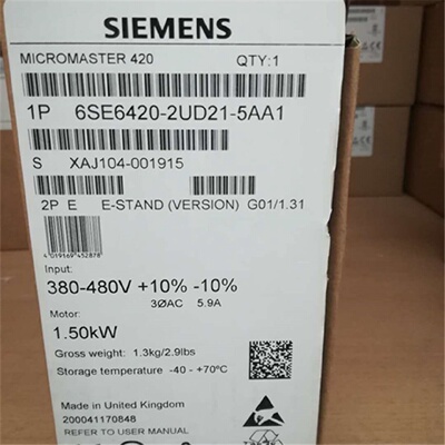 议价6SE64202UD215AA1变频器420无滤波器47-63Hz恒定转矩1.5kW/千
