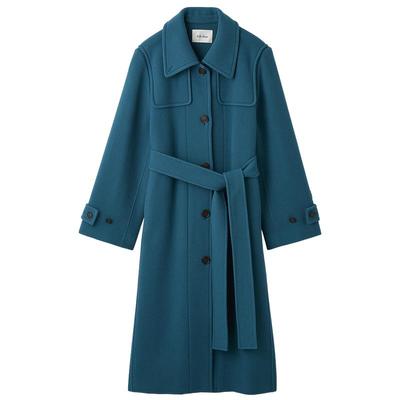 Mila Owen25秋冬新品优雅纯色羊毛混纺系带长款大衣09WFC255181