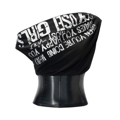 JYOSEI原创斜肩烫银字母印花上衣