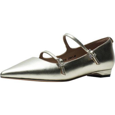 CDF女鞋轻奢秋季法式百搭真皮法式复古玛丽珍鞋浅口低跟尖头单鞋