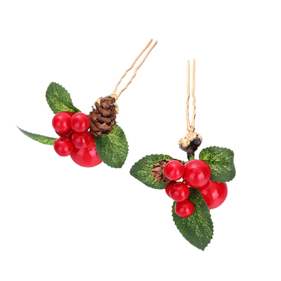 【丹果】新中式红色浆果松果发钗