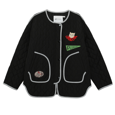 MOVEUP幻走2025秋冬季新款.FUN系列绣花章仔轻薄中长款棉衣外套女