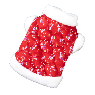 猫咪衣服冬季中国风碎花保暖布偶英短银渐层宠物狗狗加绒新年冬装